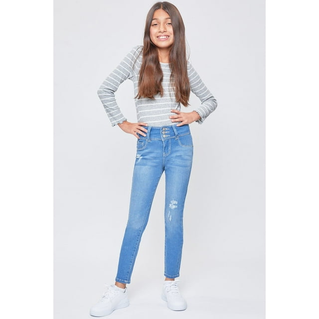 YMI Jeans Girls 3 Button Essential Skinny Jeans With Faux Front Pockets ...