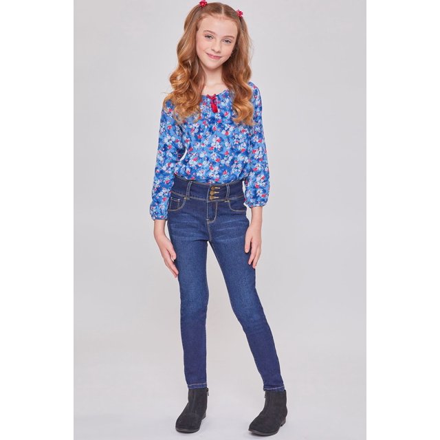 YMI Jeans Girls 3 Button Essential Skinny Jeans With Faux Front Pockets ...