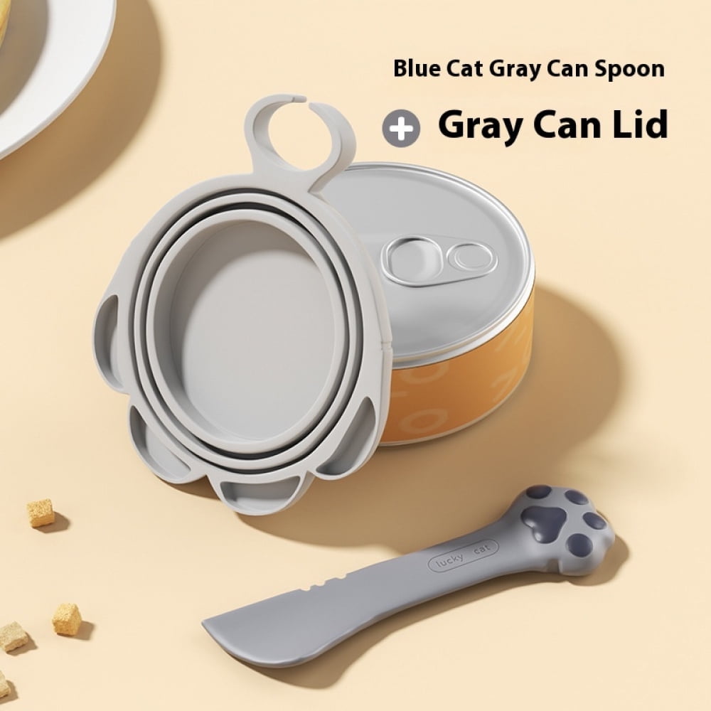 YMJ Cat Food Can Lid Cover Set – Paw Shape Cat Can Lid with Cat Spoon ...