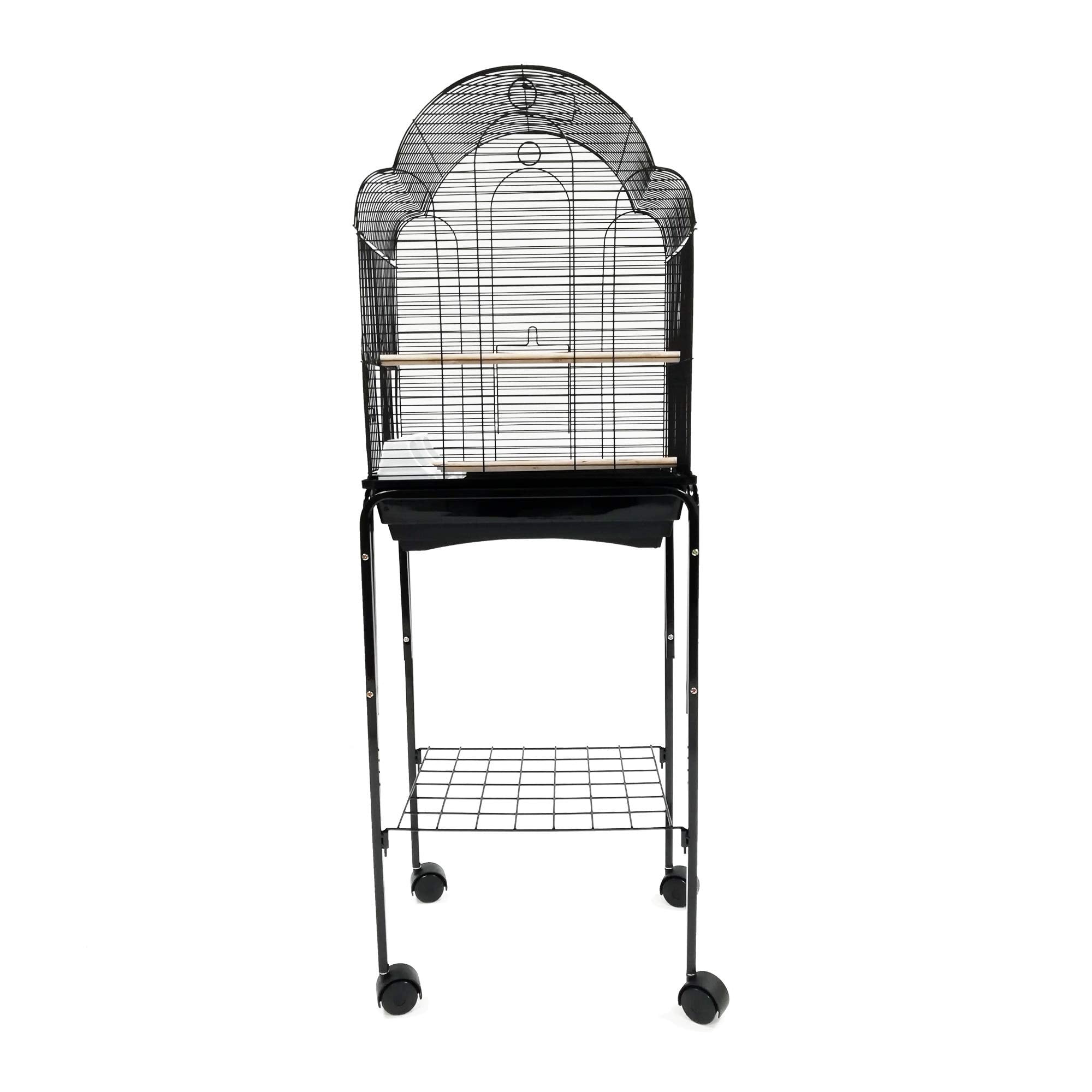 YML 1704 Bar Spacing Shell Top Bird Cage black with stand - Walmart.com