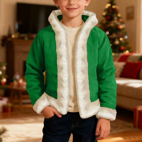 YMNXA Big Girls Boys Fuzzy Hooded Coat Long Sleeve Solid Color Warm ...