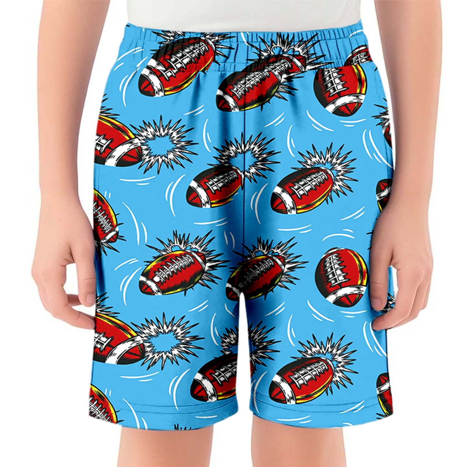 YMNXA Big Kids Boys Casual Shorts Elastic Waist Cartoon Printed ...