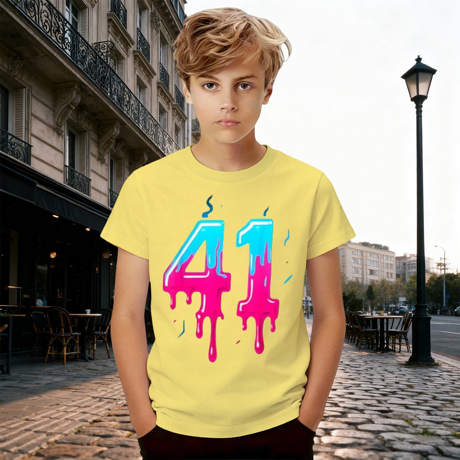 YMNXA Big Kids Boys T Shirts Short Sleeve Round Neck 4 1 Print ...