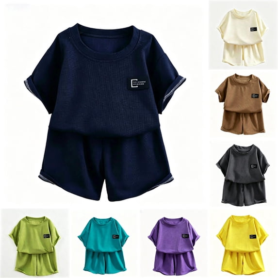 YMNXA Toddler Kids Girls Boys Summer Two Piece Outfit Short Sleeve ...