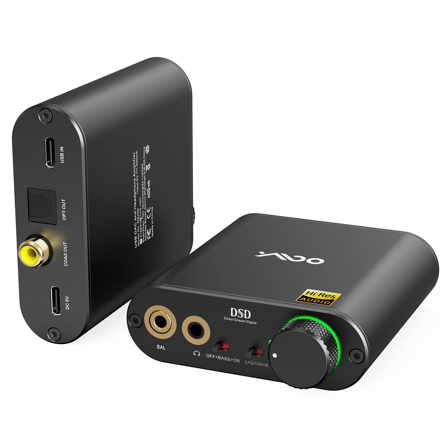 YMOO Portable Headphone Amp DAC, DSD512 and 768K/32Bit, Hi-Fi Desktop ...