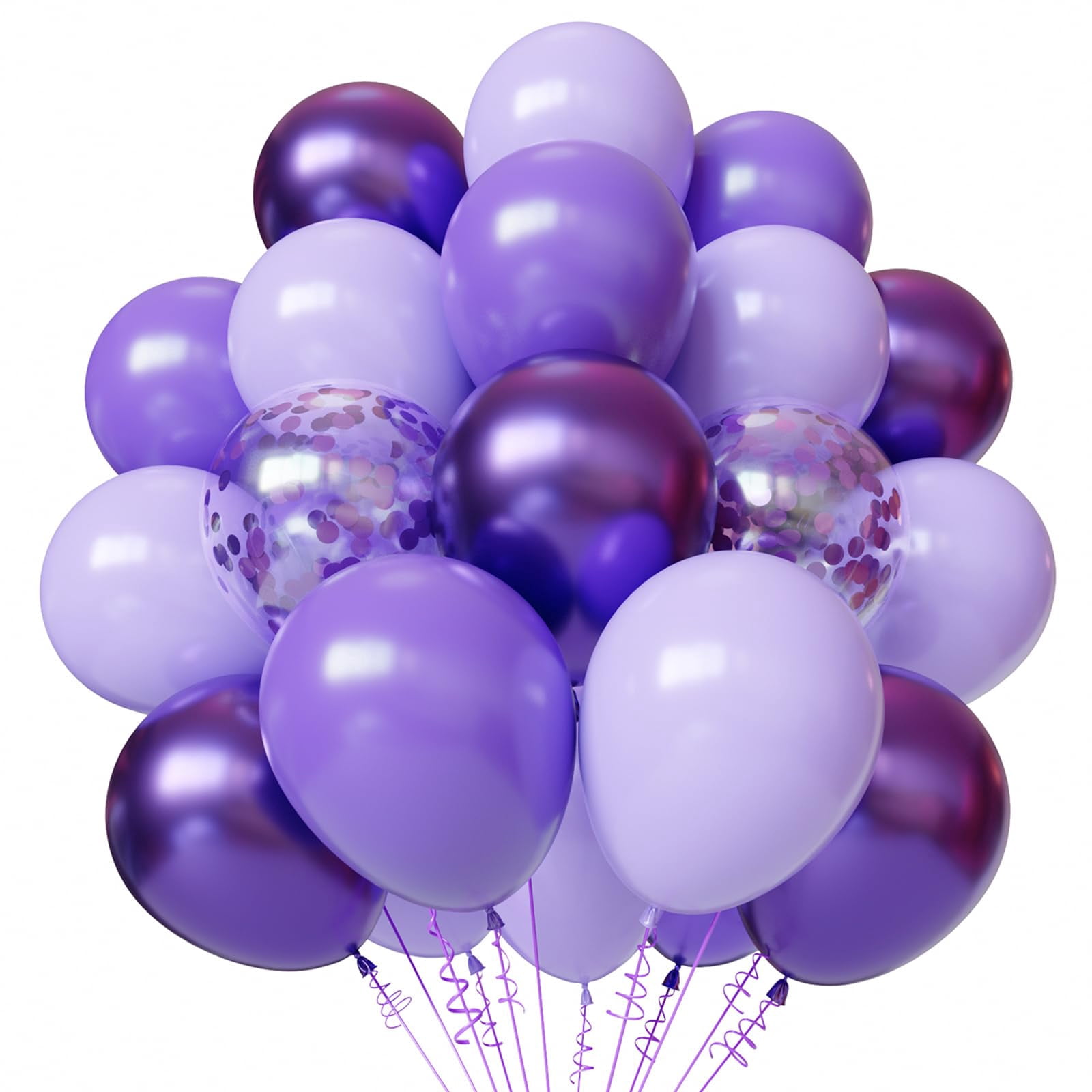 YMSZ Purple Balloons, 50pcs IFF17 12 inch Purple Confetti Balloons Kit ...