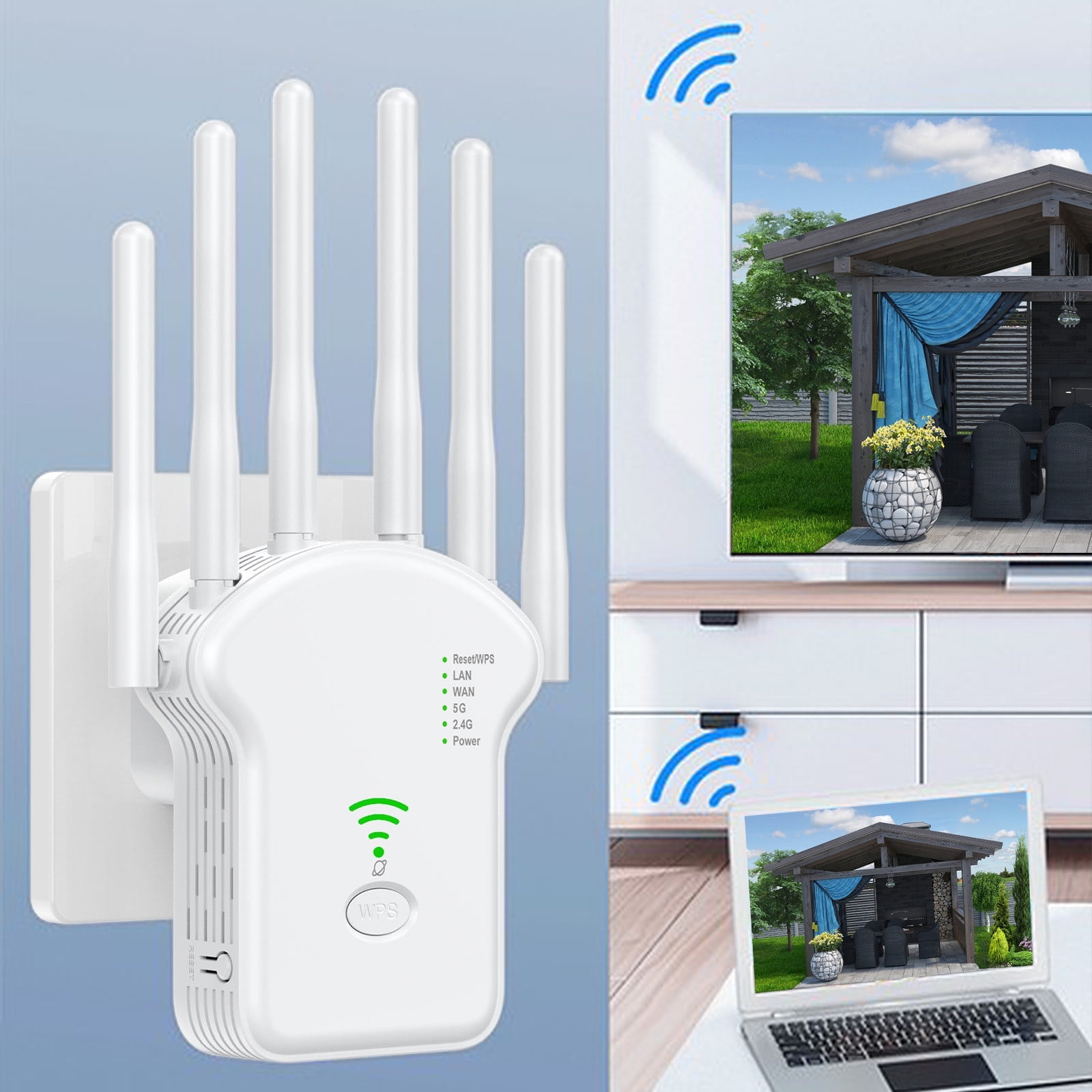 YMTQ 1200mbps WiFi Extender Signal Booster, The Newest Generation, Dual ...
