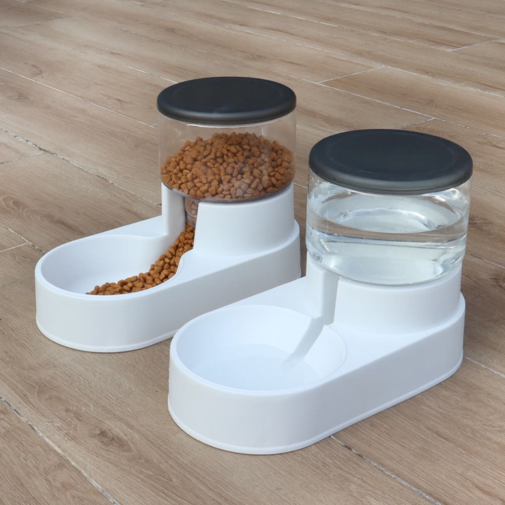 YMTQ Automatic Dog Water Dispenser Gravity Stainless Steel Waterer Food Feeder Set Large ...