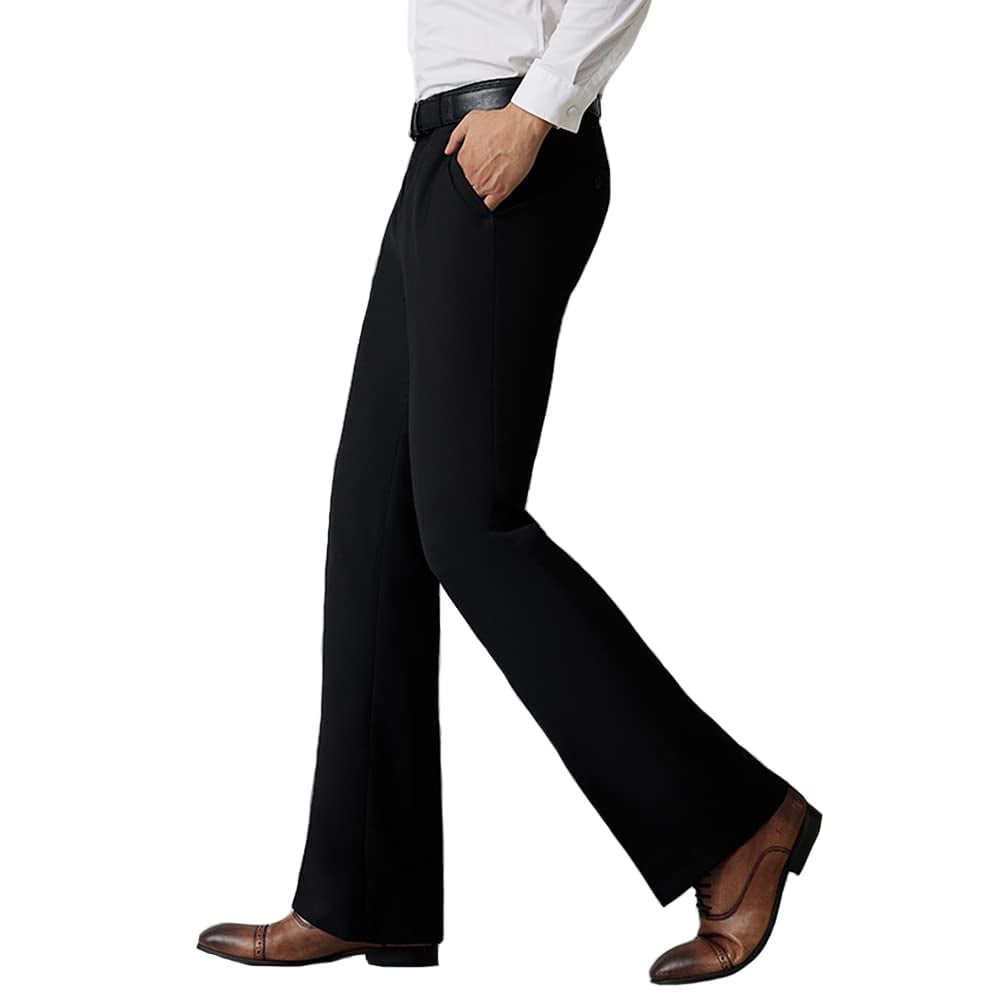 YMTQ Men Bell Bottom Flared Pants Slim Fit Vintage 60s 70s Formal Dress Bootcut Trousers ...