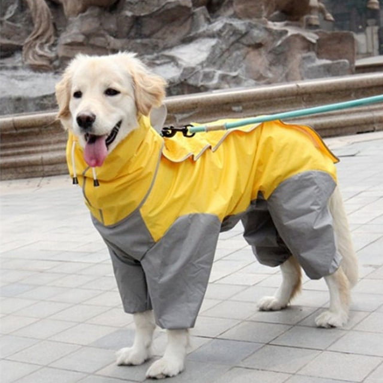 YMTQ Pet Large Dog Raincoat Outdoor Waterproof Clothes Hooded Jumpsuit ...