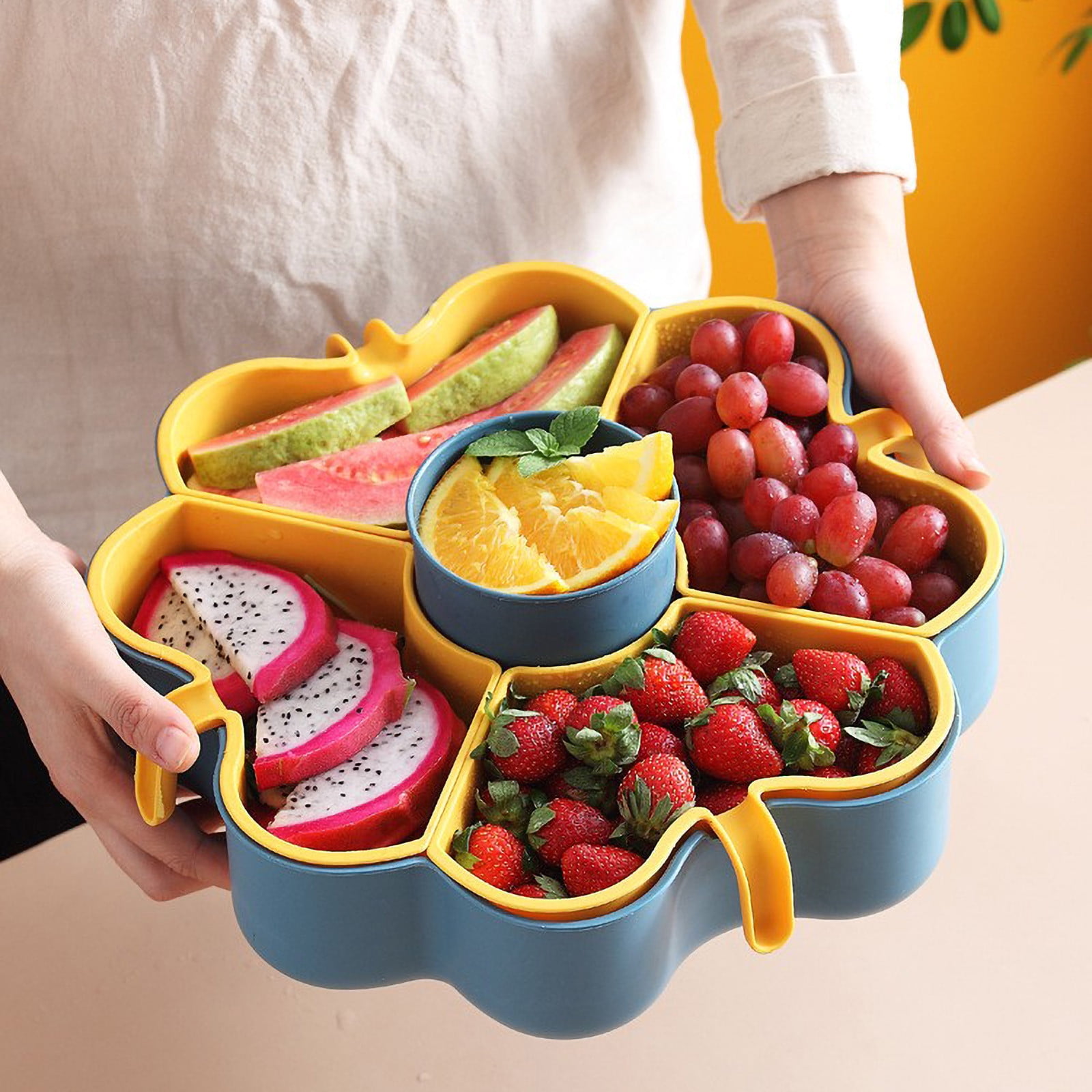 YMUQEIGH Clearance Rotating Fruit And Vegetable Tray Nesting Vegetable Platter With Colander ...