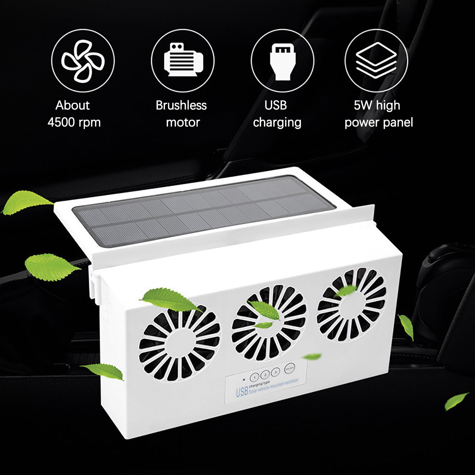 YMUQEIGH Deals Car Solar Exhaust Fan Car Radiator Wireless Electric Fan ...