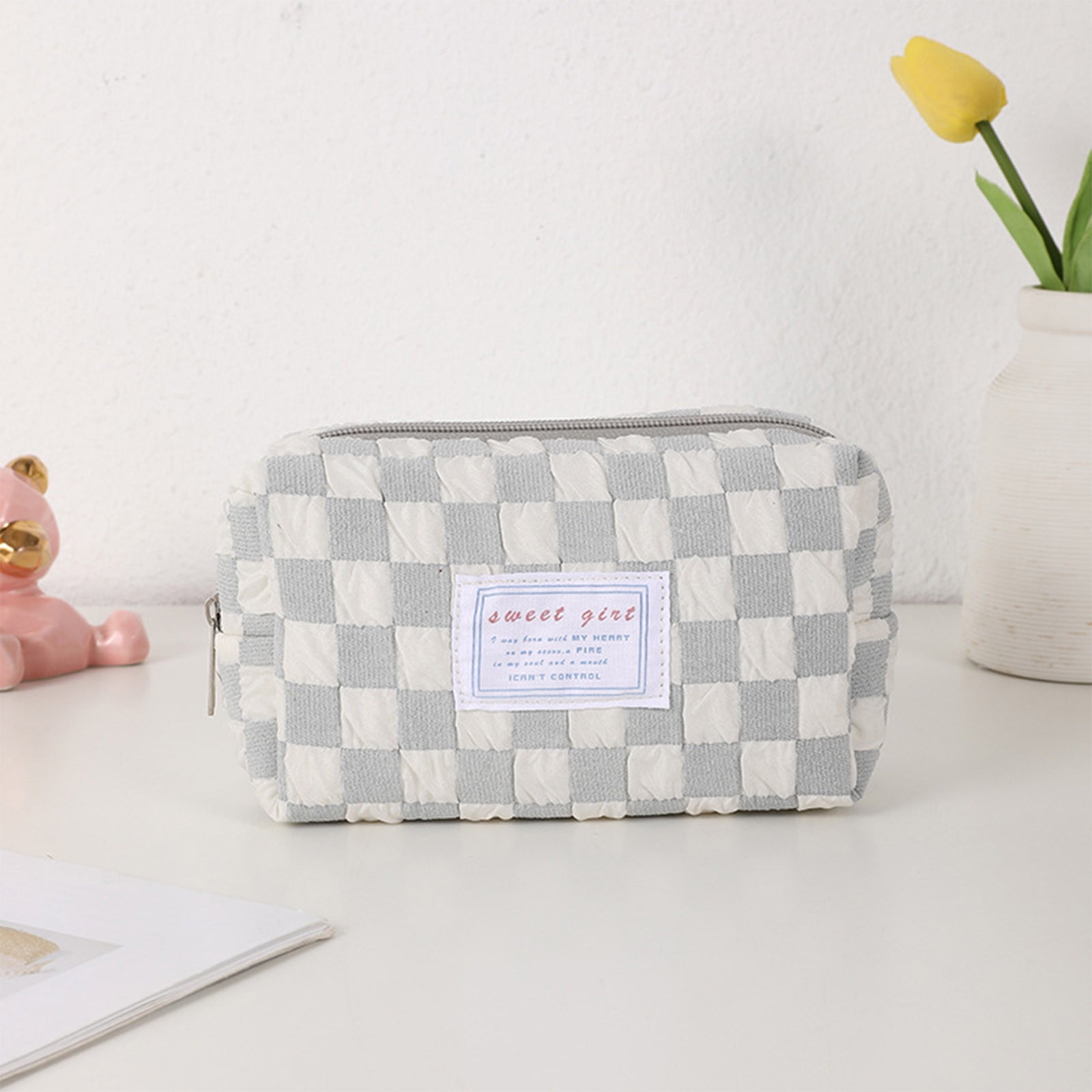 YMUQEIGH Deals Ins Wind Japanese Checkerboard Frame Pencil Bag High ...