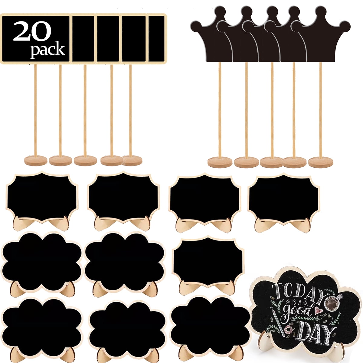 YMWVH 20Pack Small Chalkboard Sign Wooden Framed Mini Chalkboard Labels ...