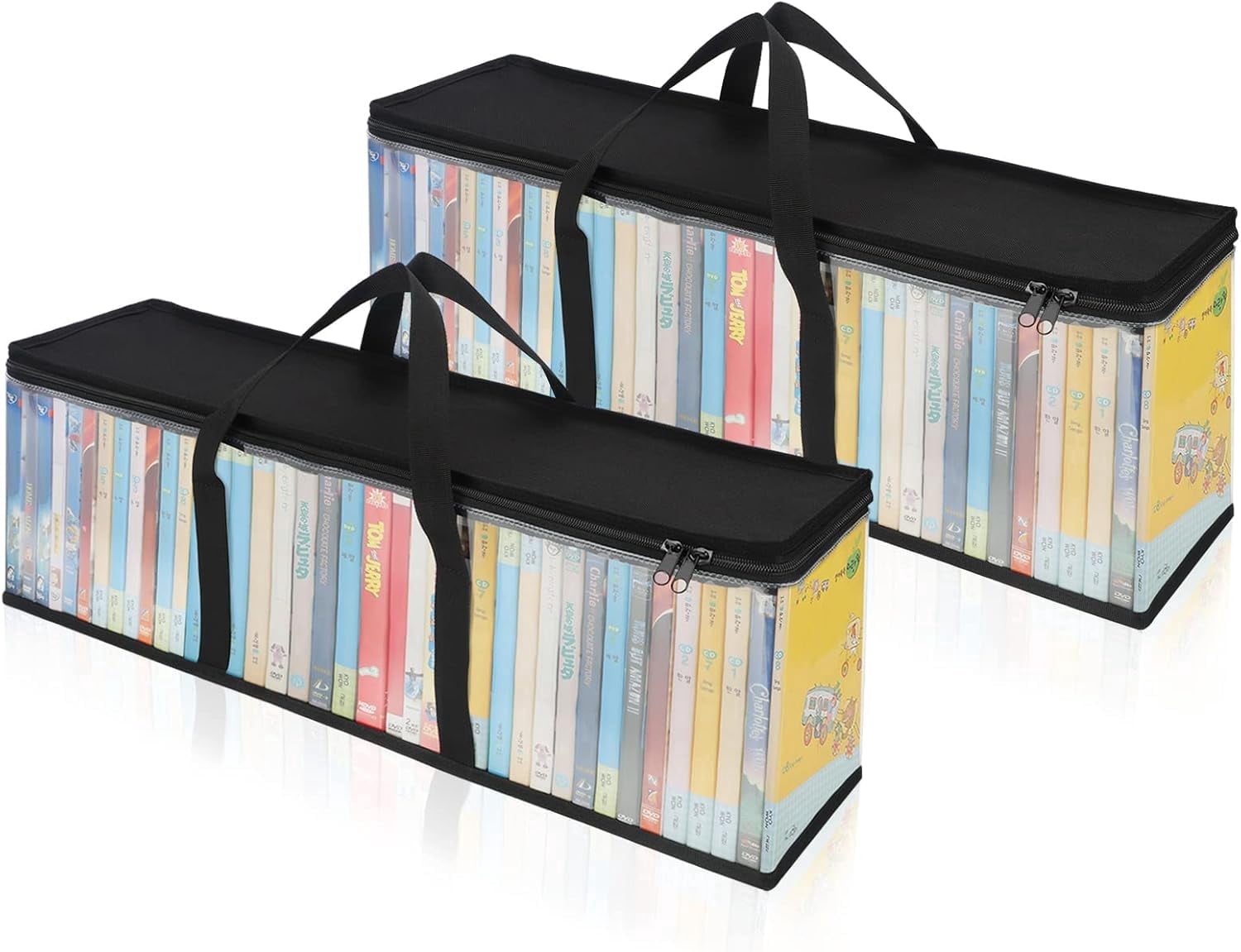 YMWVH DVD Storage Bags (Set of 2) Clear PVC Media Holder Case with ...