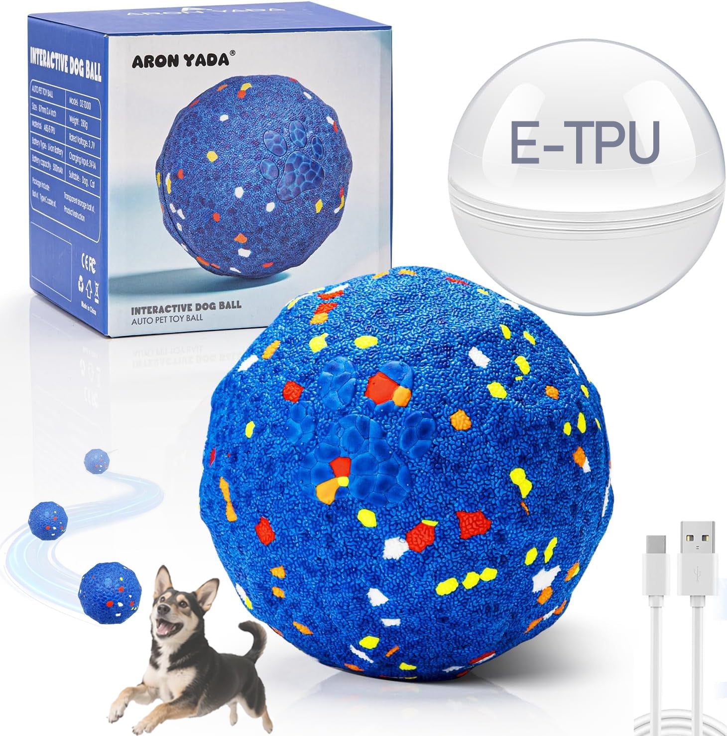 YMWVH Interactive Dog Ball with 2025 E-TPU Auto-Moving, Bouncing ...