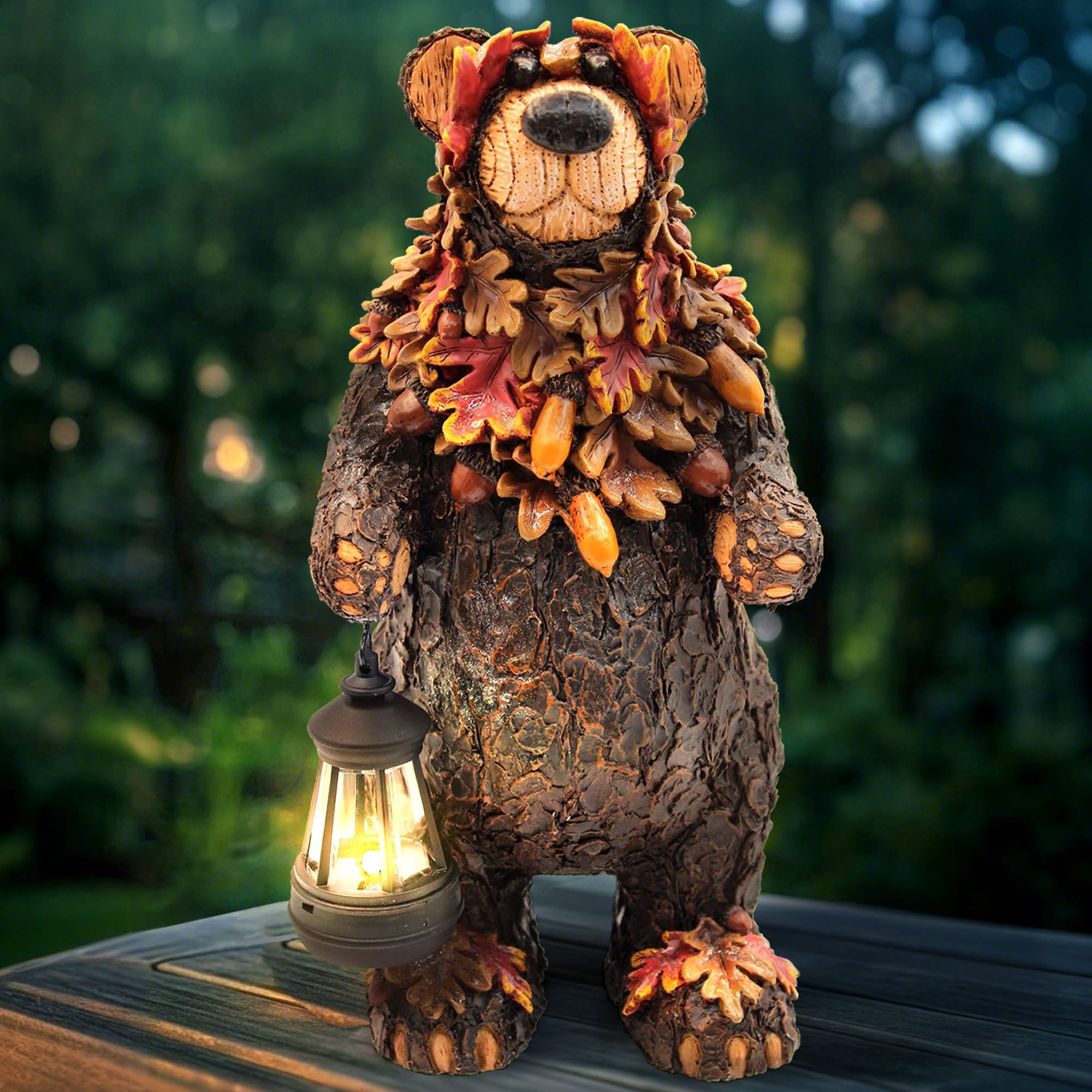 YMXYJM Solar Garden Statue MMF7 Bear Figurine, Garden Art Outdoor ...
