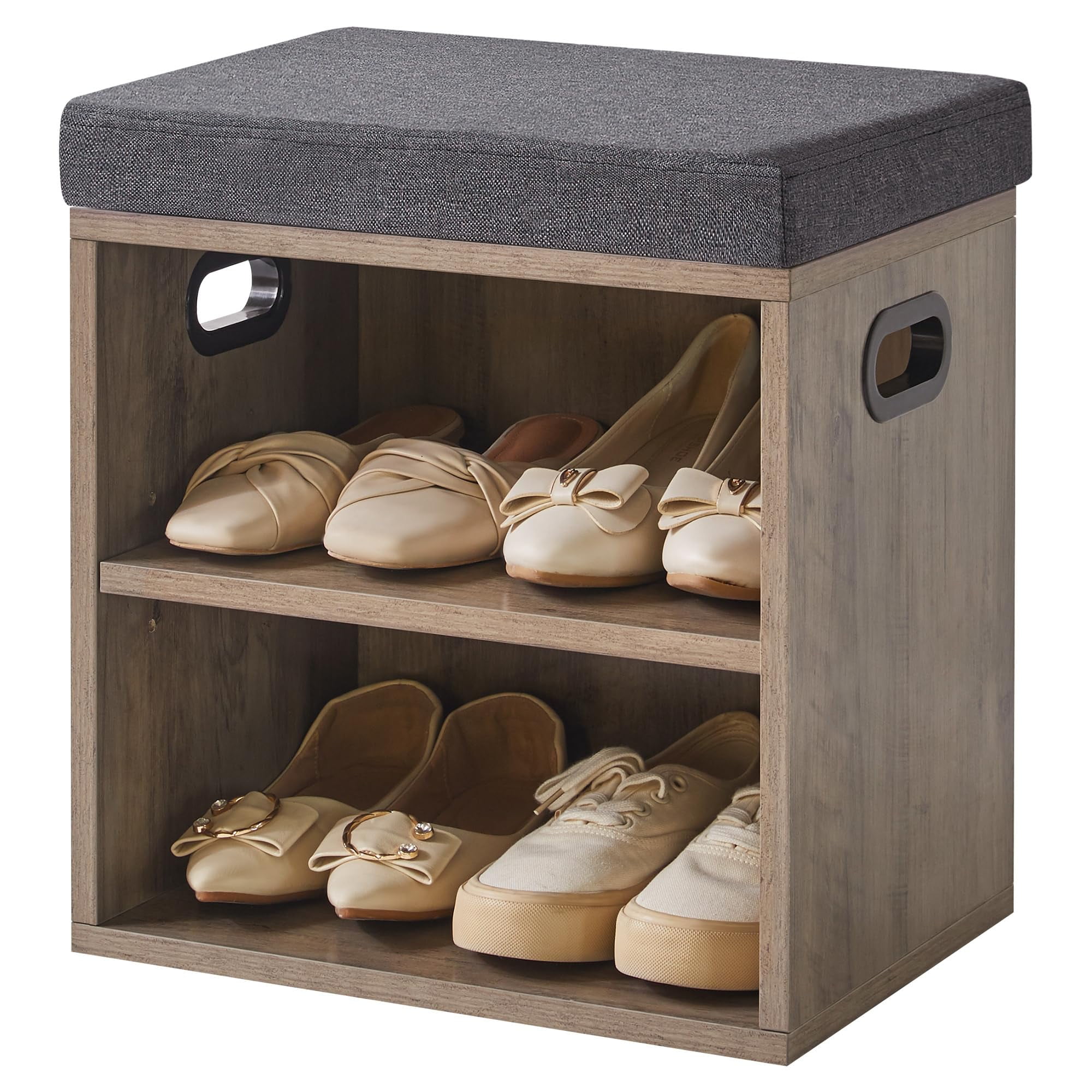YMYNY Small Shoe Storage Bench with Cushion, 2 Tier Entryway Bench with ...
