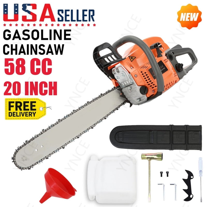 YNCE 20 Inch Gas Chainsaw, 58CC Professional Chainsaw with 2-Stroke ...