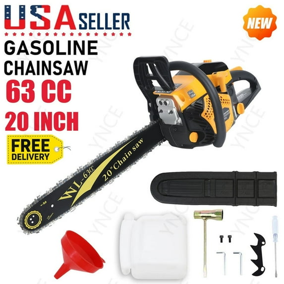 YNCE 20 Inch Gas Chainsaw, 63CC Single Cylinder Air-cooled 2 Stroke ...