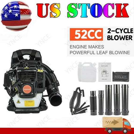 YNCE 52CC 2 Stroke Backpack Leaf Blower Gas Powered, 550 CFM 200 MPH ...