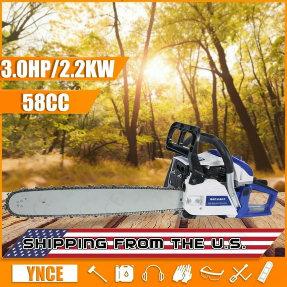 YNCE 58CC Gas Chainsaw 20 Inch Chain Saw with 2-Cycle Engine,Petrol ...