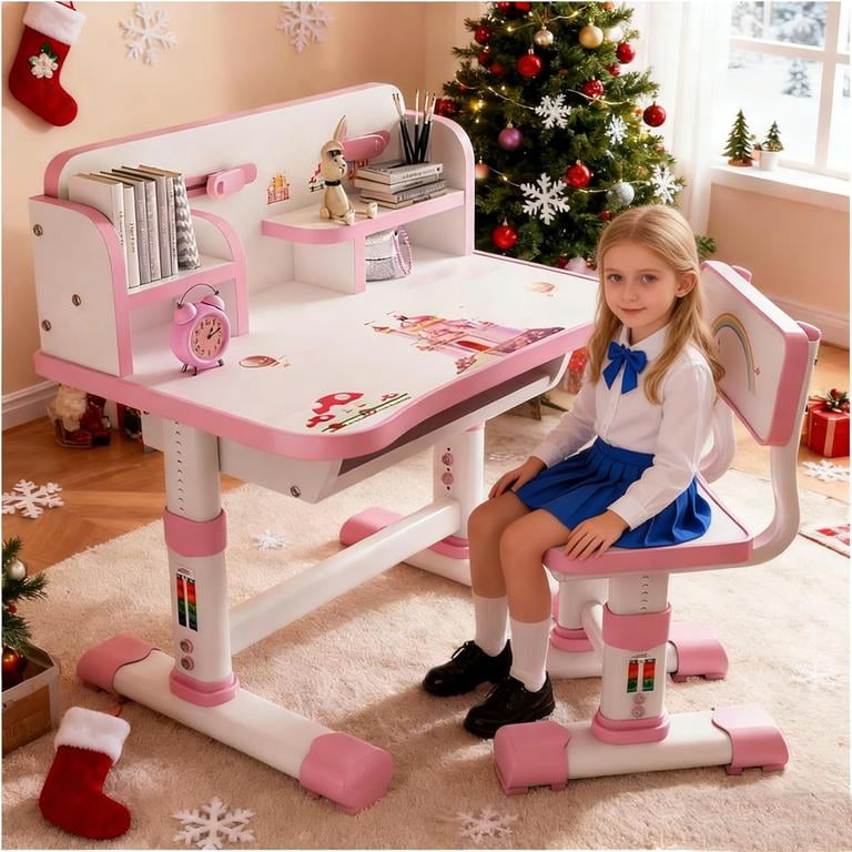 YNCE Grebest Height Adjustable Children's Desk and Chair Set with ...