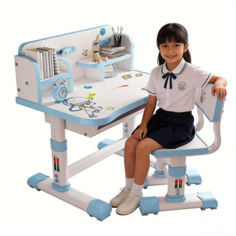YNCE Kids Desk and Chair Set 5-12,Height Adjustable Children School ...
