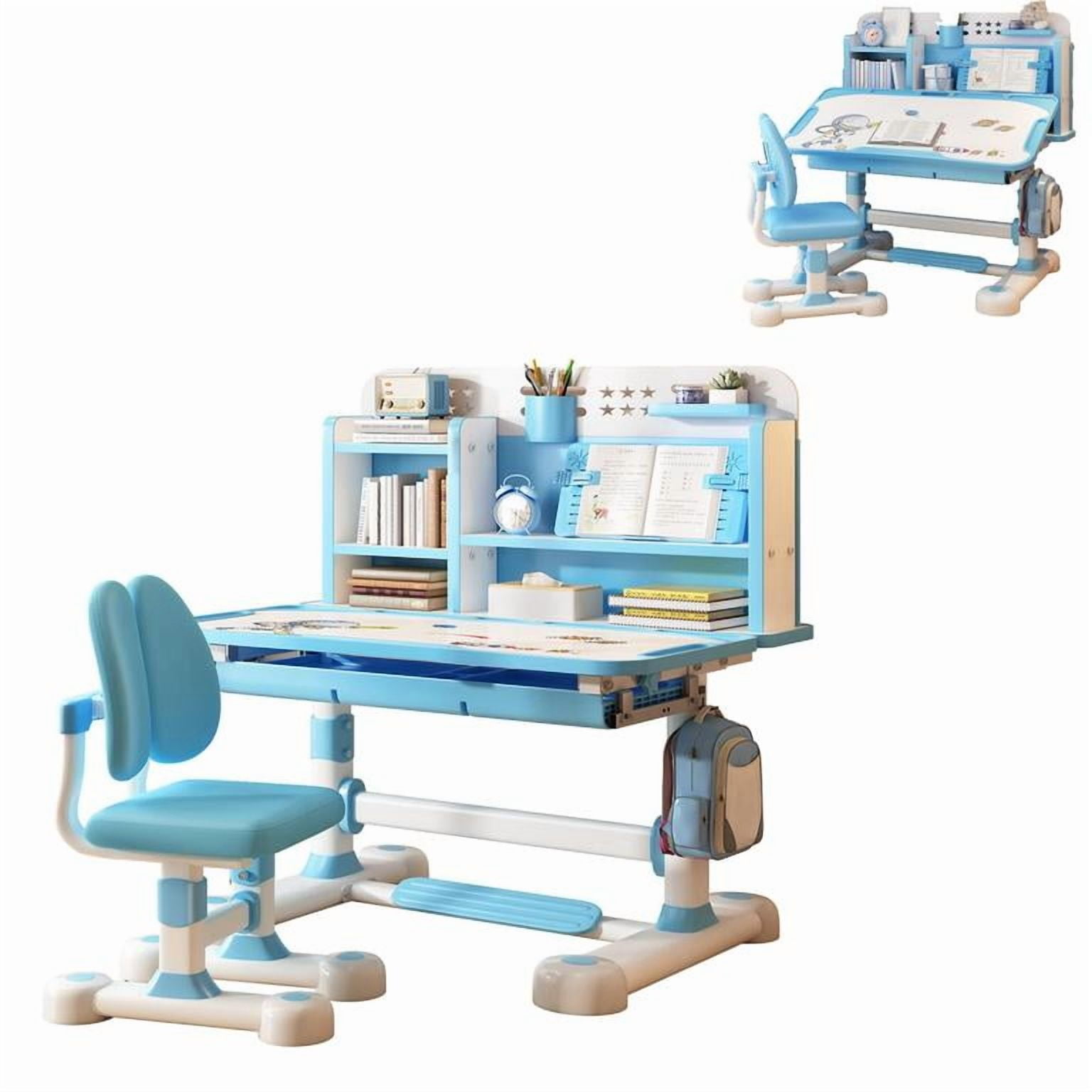YNCE Kids Multifunctional Desk and Chair Set, Height Adjustable ...