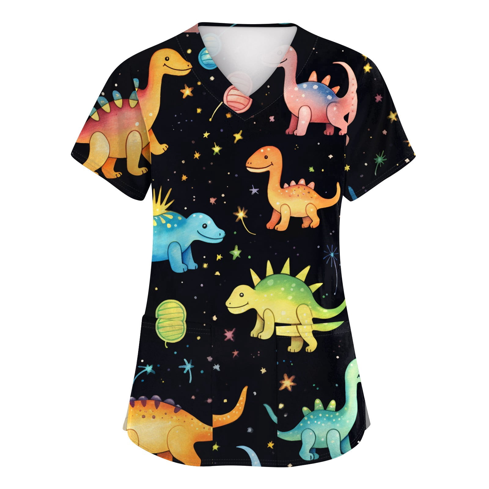 YNGKMEA Animal Scrub Tops Women Short Sleeve Medical Nurse Uniforms ...