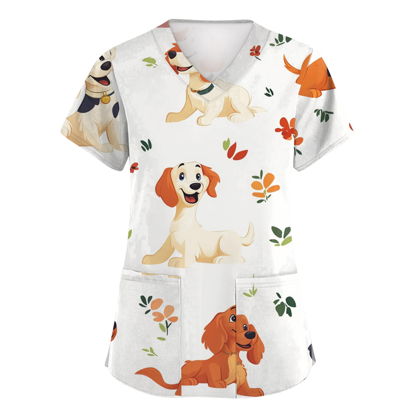 YNGKMEA Animal Scrub Tops Women Short Sleeve Medical Nurse Uniforms ...