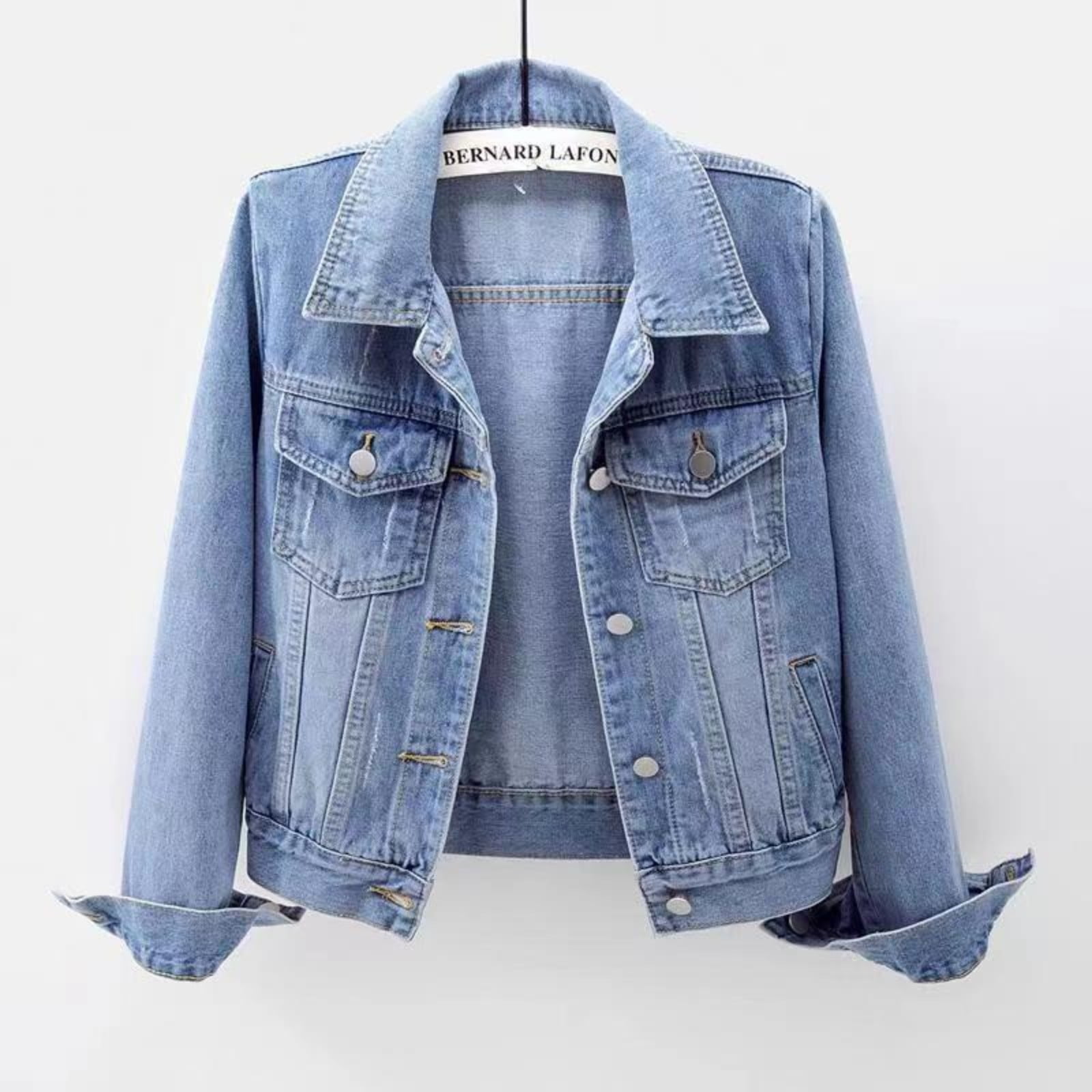 YNGKMEA Denim Jacket for Women Long Sleeve Plus Size Jean Jacket Fall ...