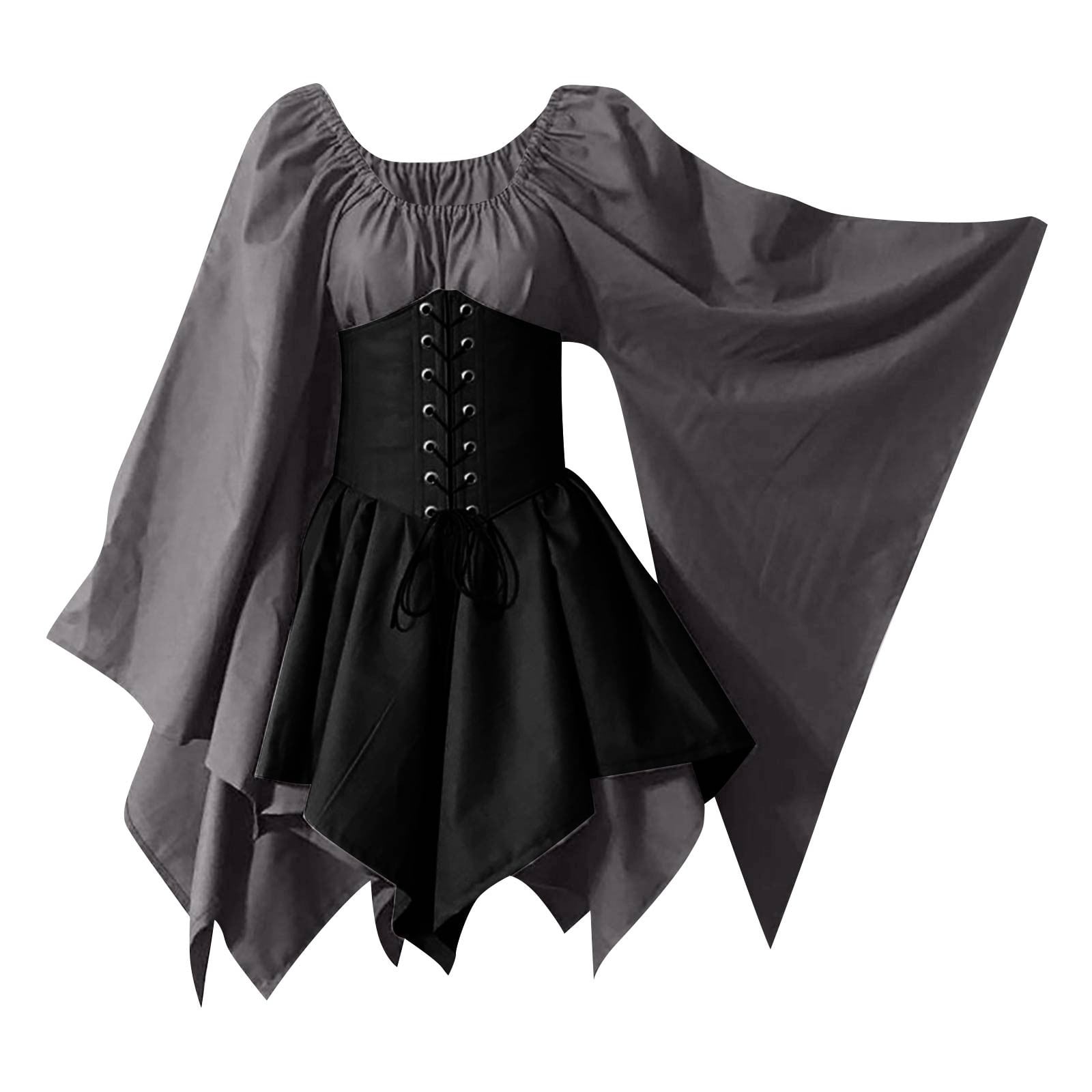 YNGKMEA Halloween Costumes for Women 2025 Lace Up Renaissance Dress ...
