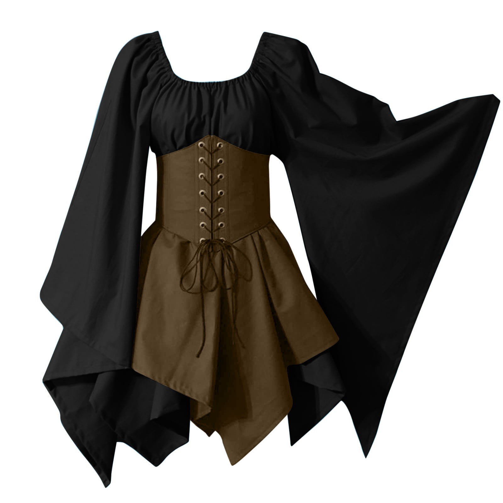 YNGKMEA Halloween Costumes for Women Lace Up Renaissance Dresses Fairy ...