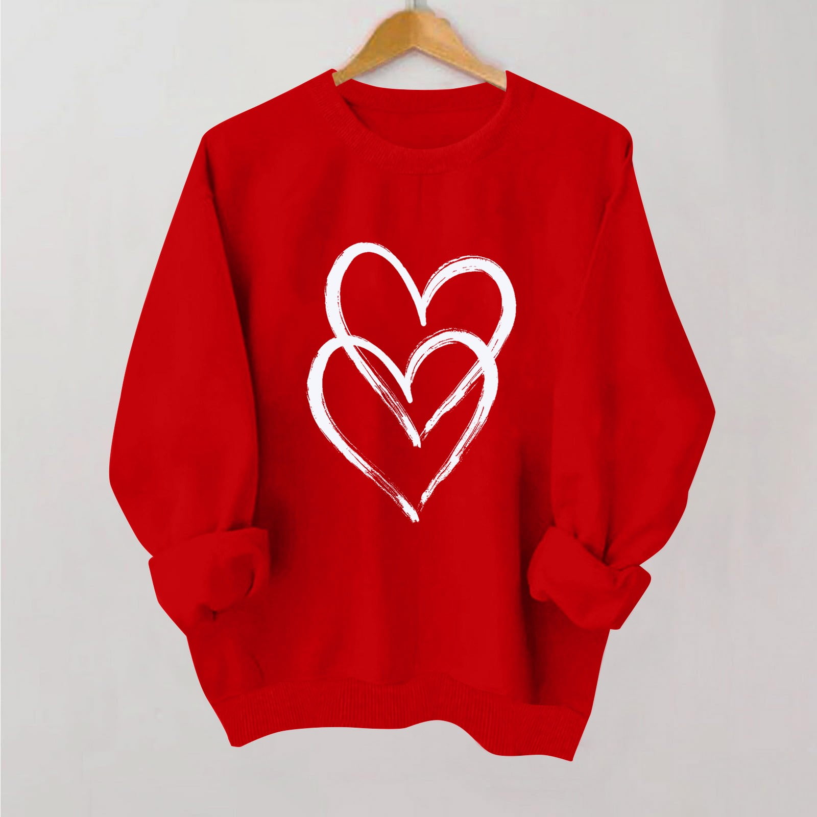 YNGKMEA Heart Sweatshirt for Women Plus Size Valentines Shirt Sweater Love Heart Printed Cute ...