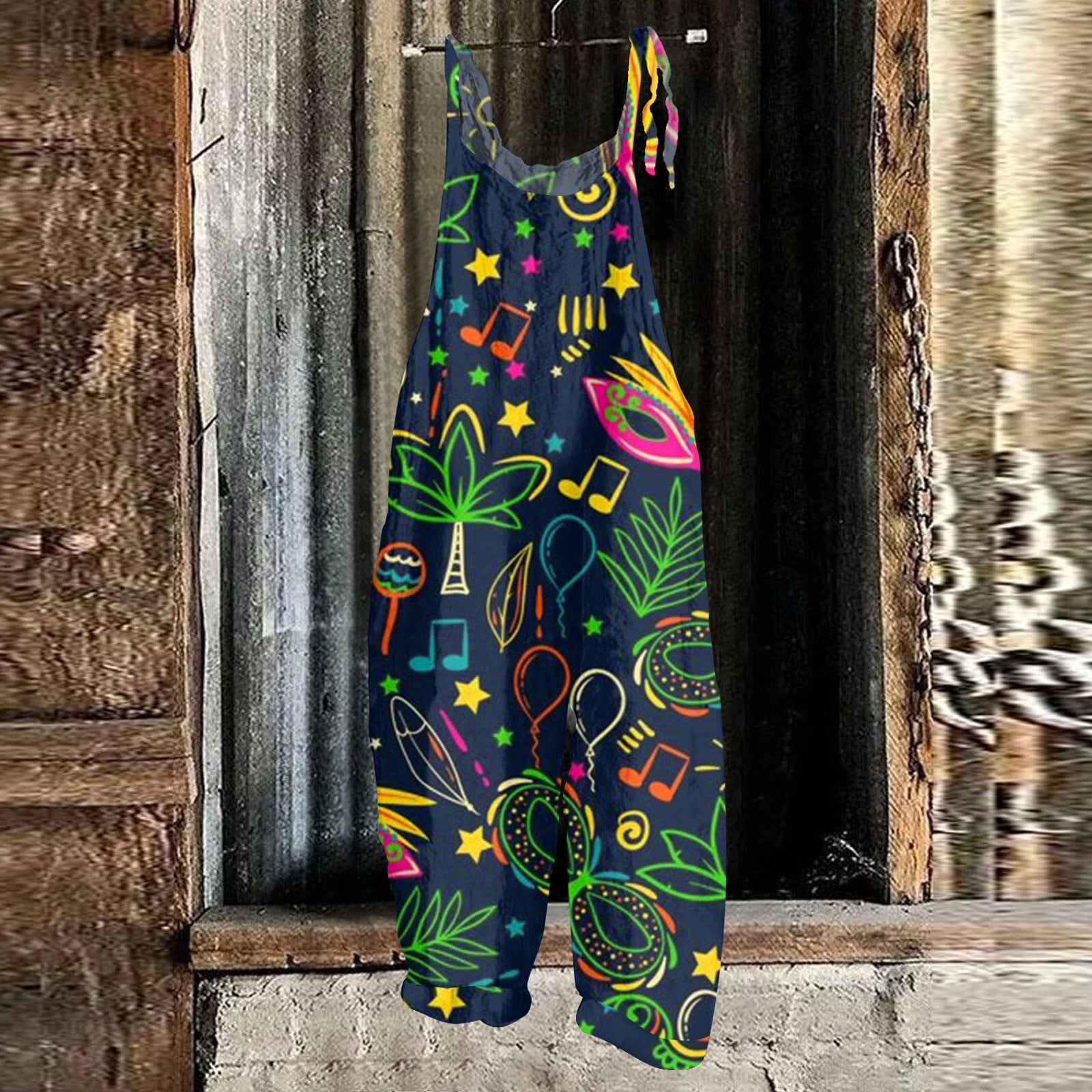 YNGKMEA Holiday Overalls for Women Cute Adjustable Fit Carnival Mask ...