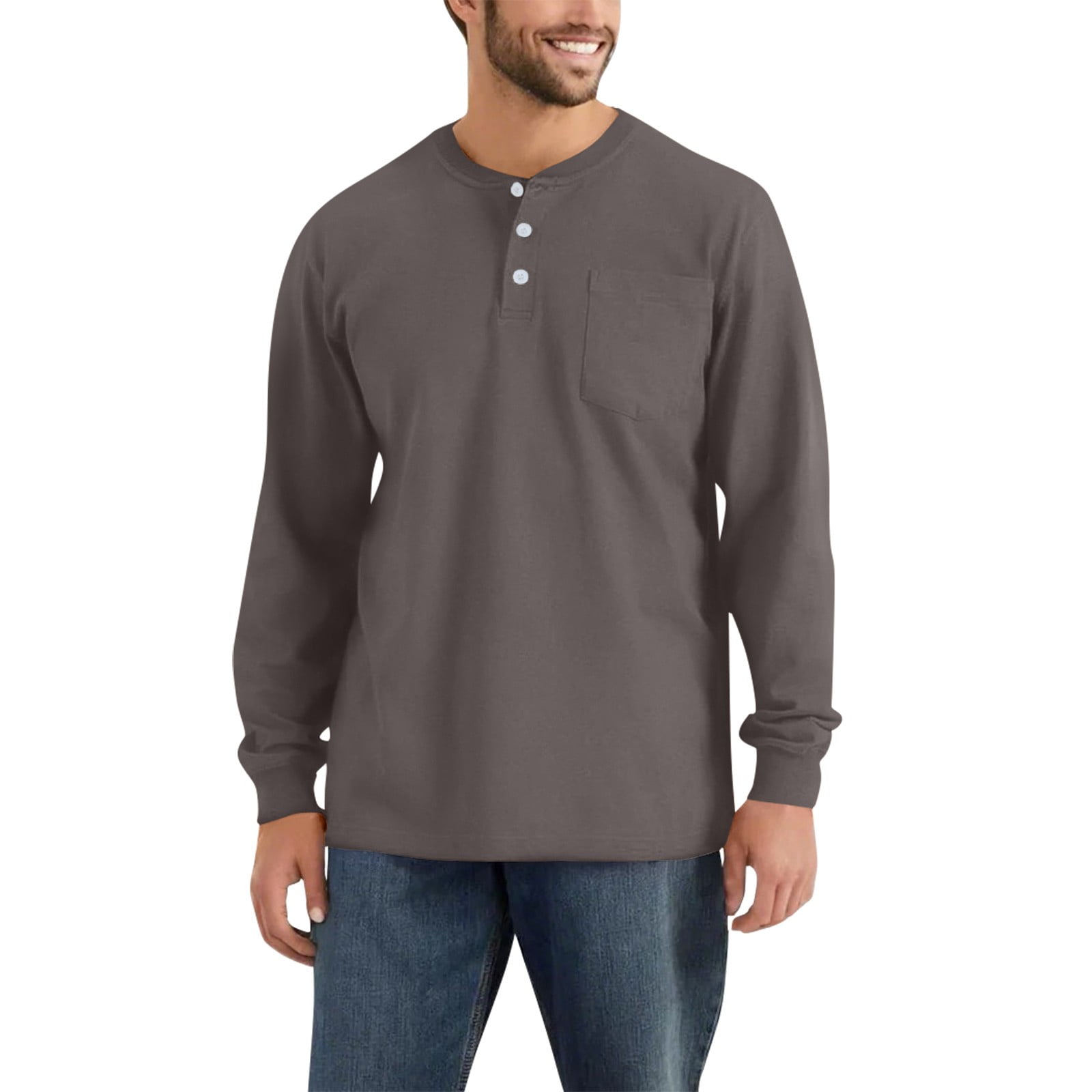 YNGKMEA Men's Lightweight Dark Gray Henley Shirt Big and Tall Shirts ...
