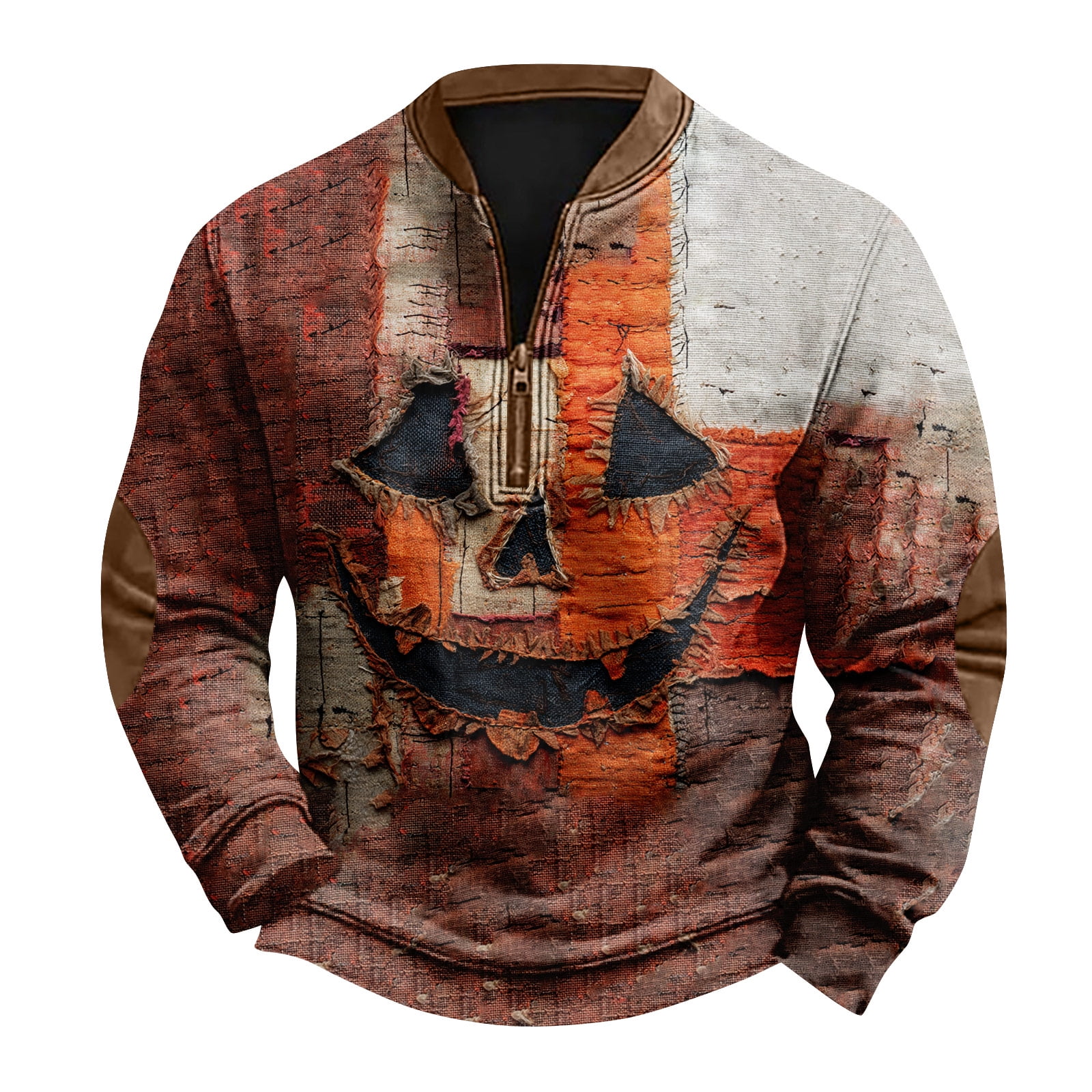 YNGKMEA Mens Halloween Quarter Zip Pullover Horror Funny Sweatshirts ...