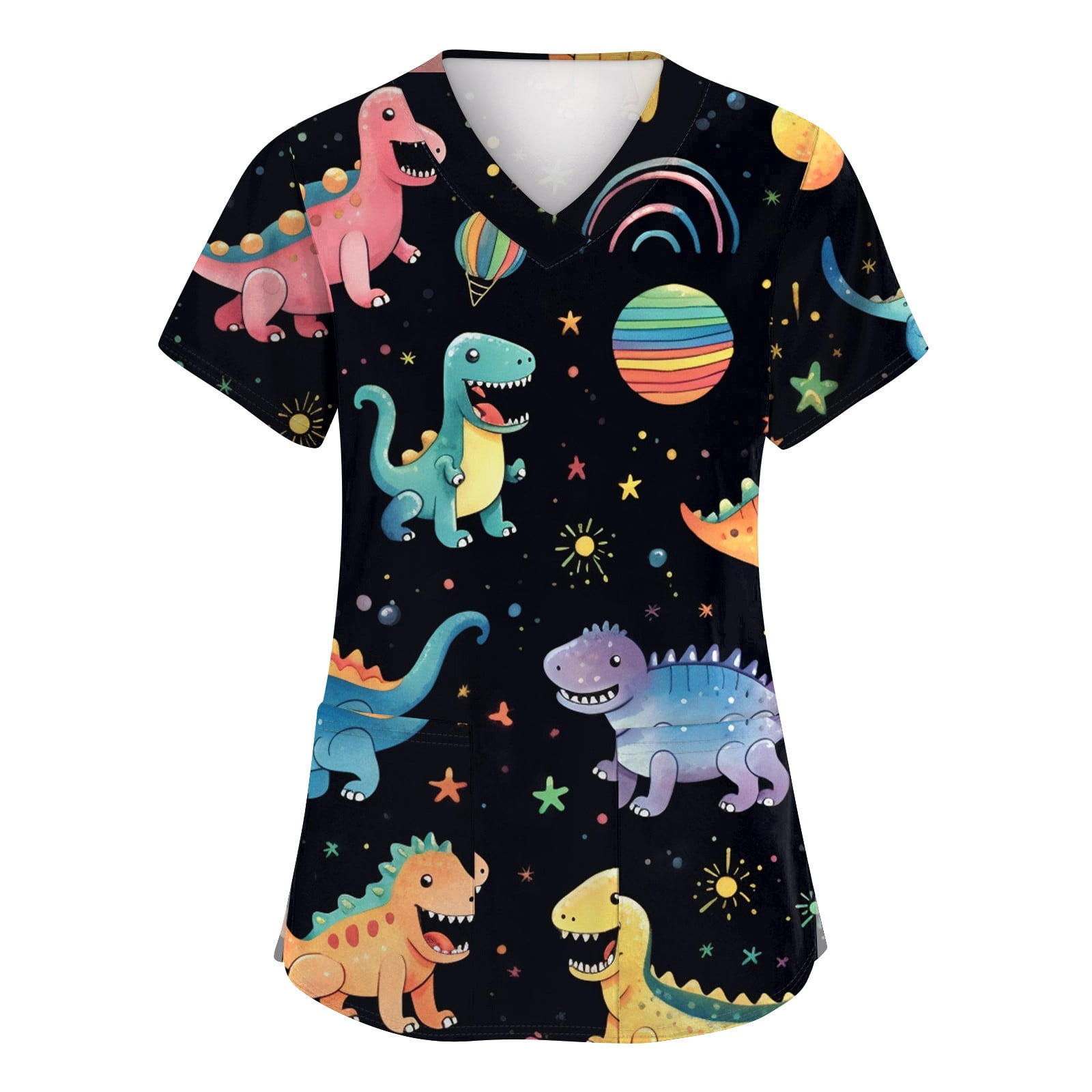 YNGKMEA Nursing Scrubs for Women Plus Size Cute Cartoon Print Pattern ...