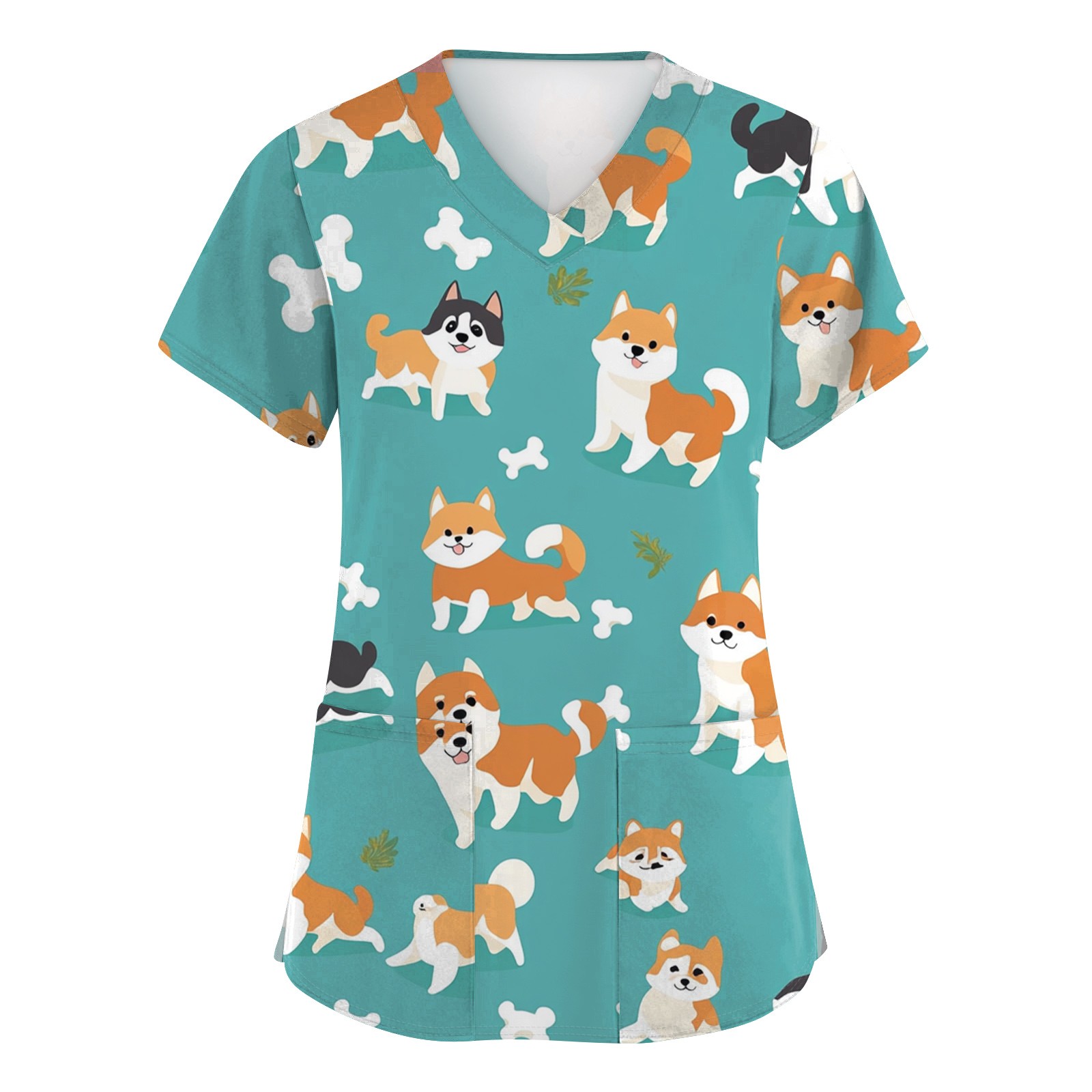 YNGKMEA Nursing Scrubs for Women Plus Size Cute Cartoon Print Pattern ...