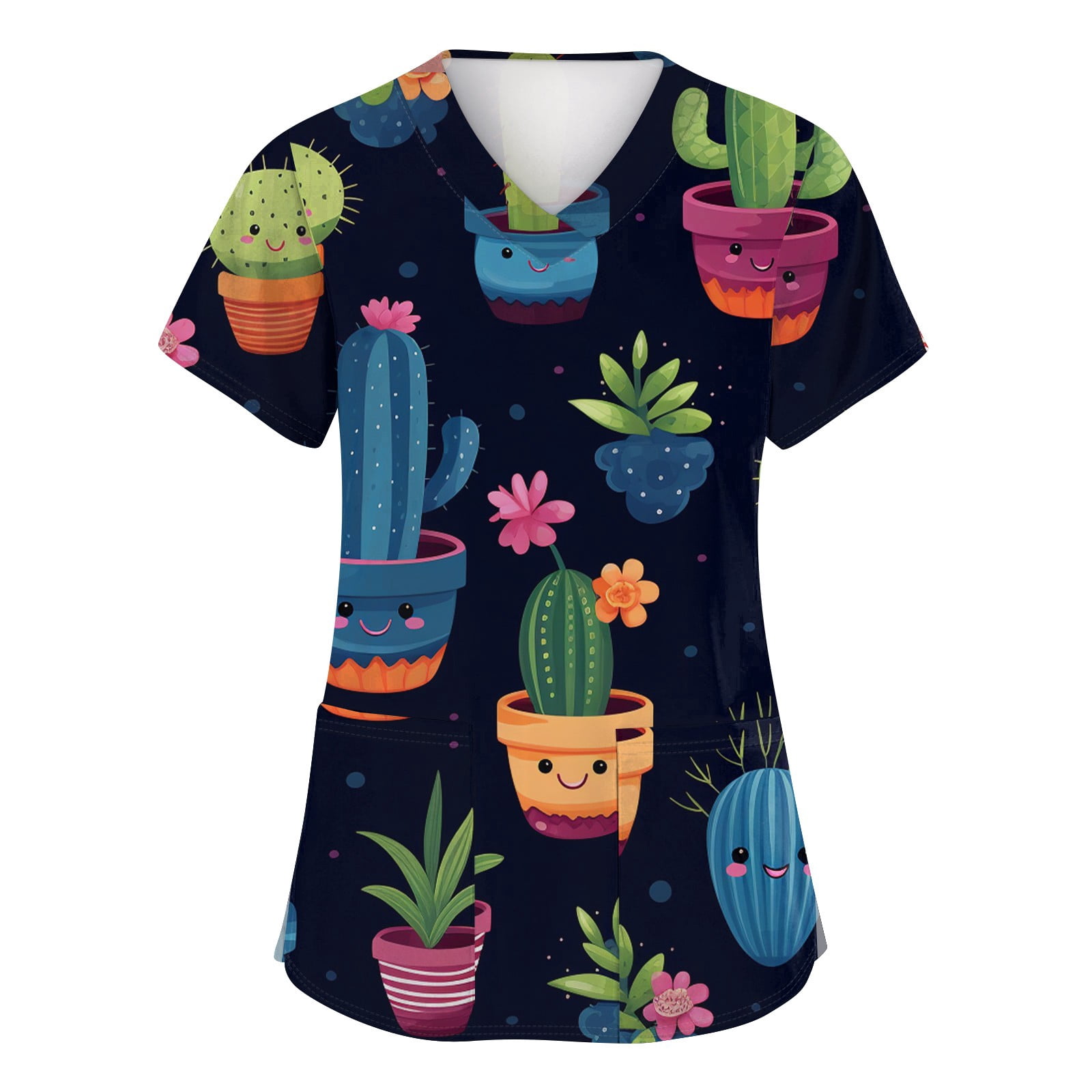 YNGKMEA Nursing Scrubs for Women Plus Size Cute Cartoon Print Pattern ...
