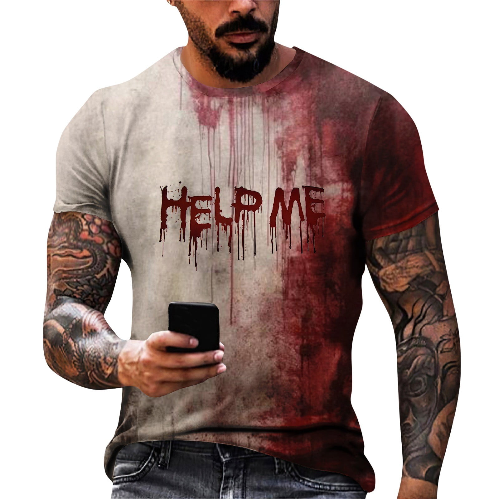 YNGKMEA Problem Solved Bloody Shirt for Men 2025 Mens Im Fine Bloody ...