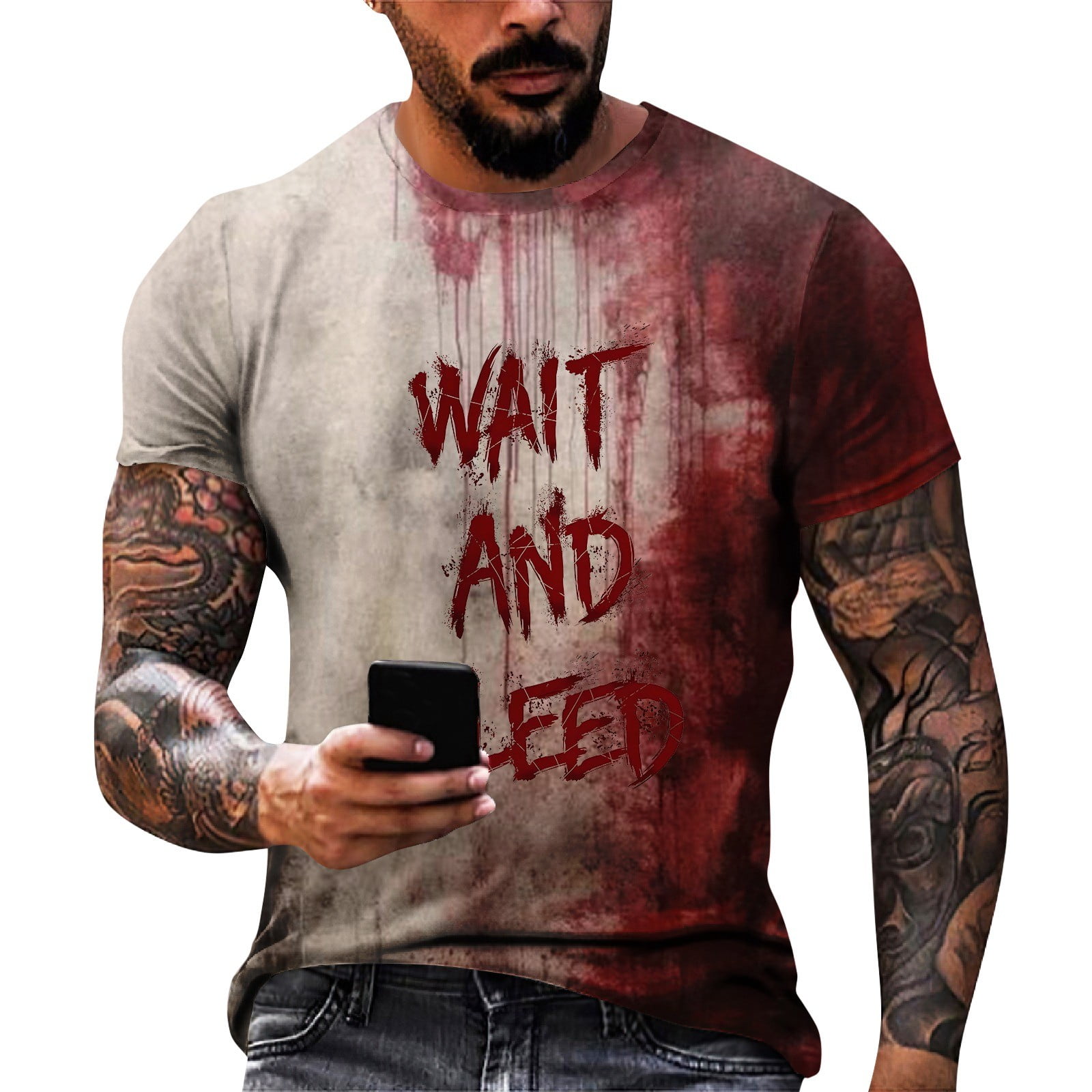 YNGKMEA Problem Solved Bloody Shirt for Men 2025 Mens Im Fine Bloody ...