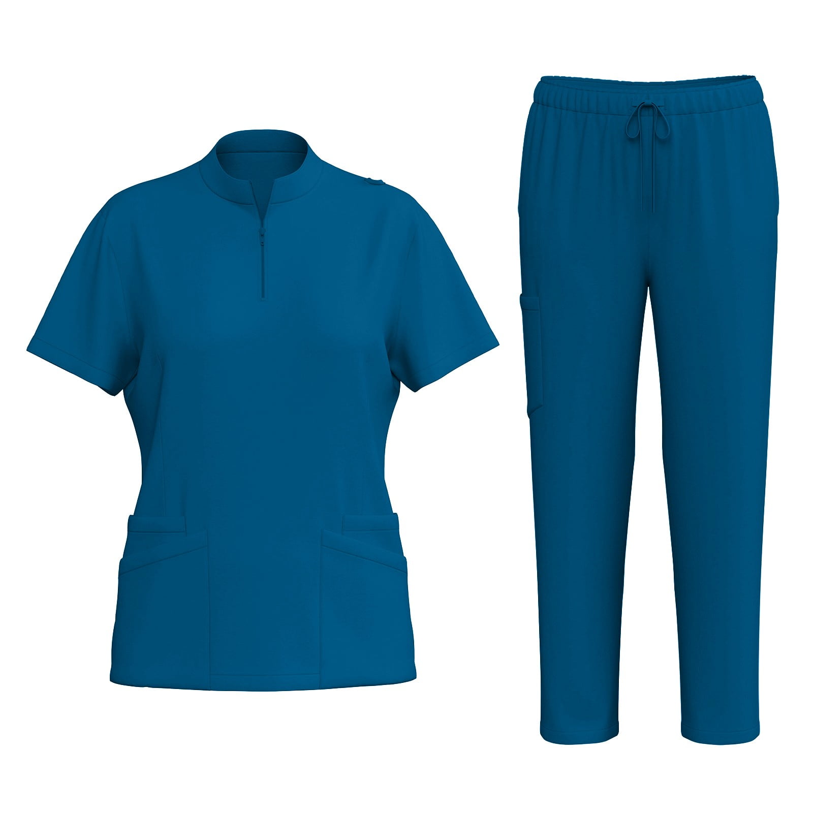 YNGKMEA Royal Blue Scrubs Sets for Women Plus Size Medical Uniforms ...