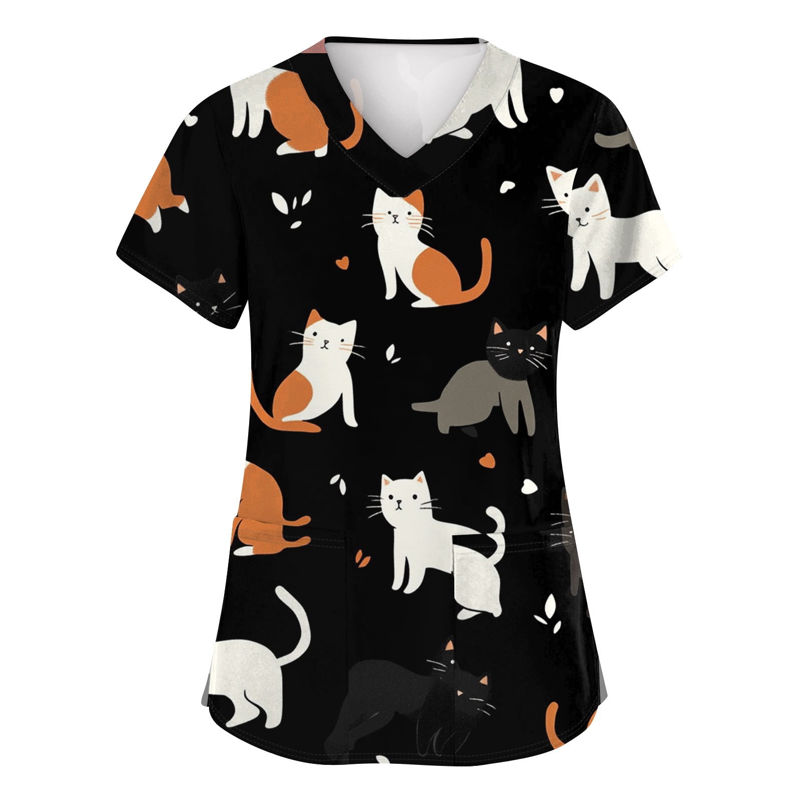 YNGKMEA Scrubs for Women Plus Size Cute Cartoon Print Pattern Medical ...