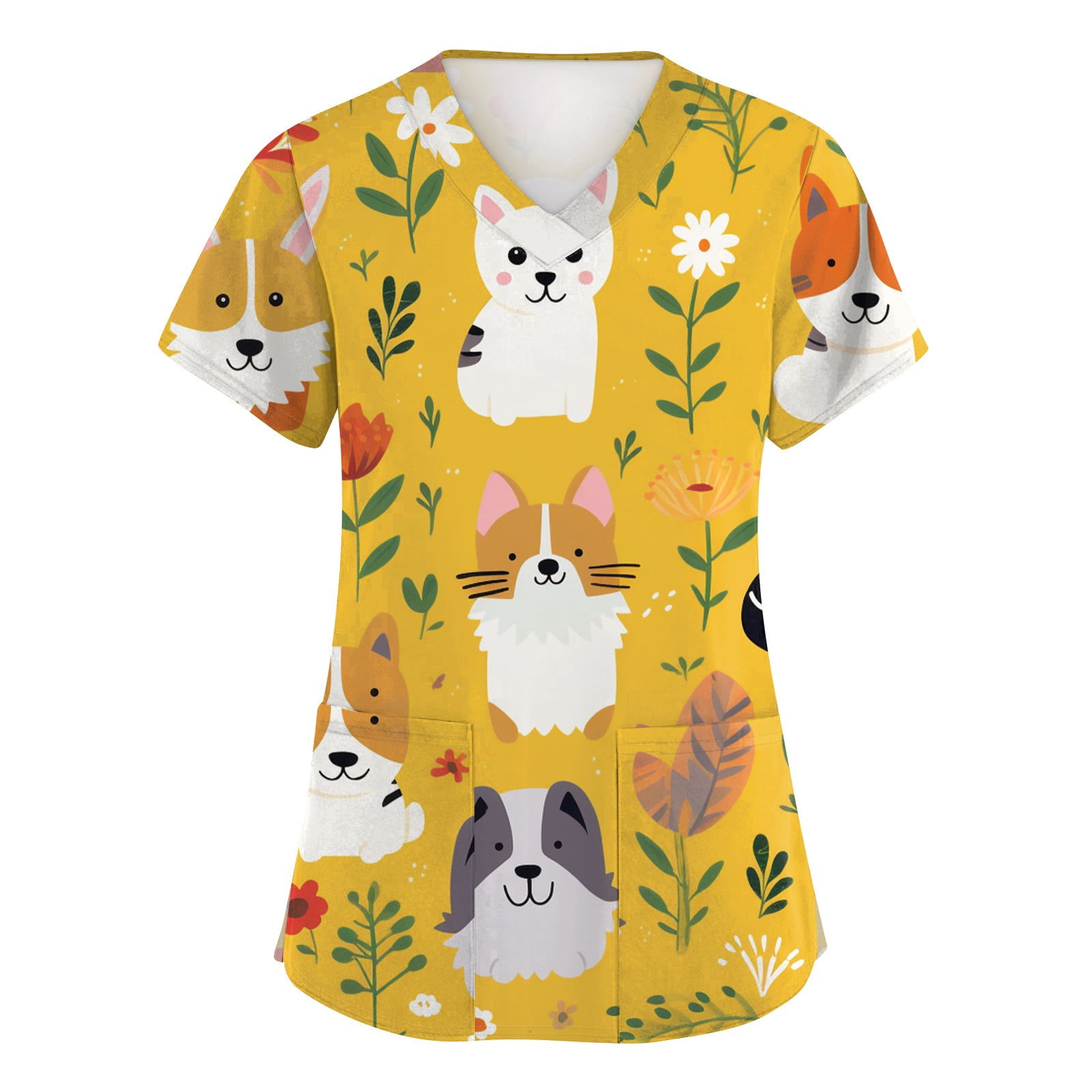 YNGKMEA Scrubs for Women Plus Size Cute Cartoon Print Pattern Medical ...