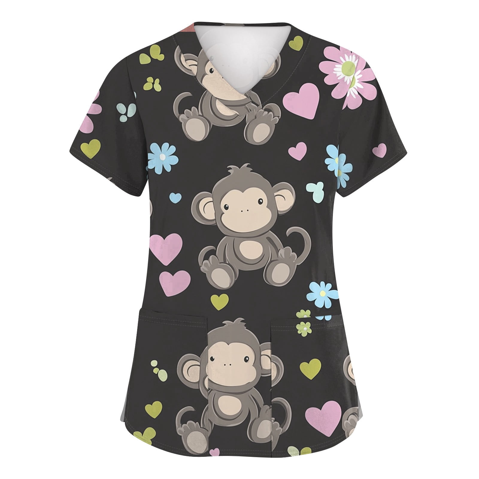 YNGKMEA Scrubs for Women Plus Size Cute Cartoon Print Pattern Medical ...