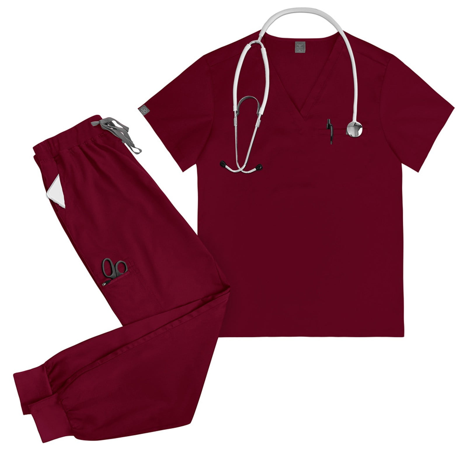 YNGKMEA Scrubs for Women Set Nurse Uniform Short Sleeve Stretch V-Neck ...