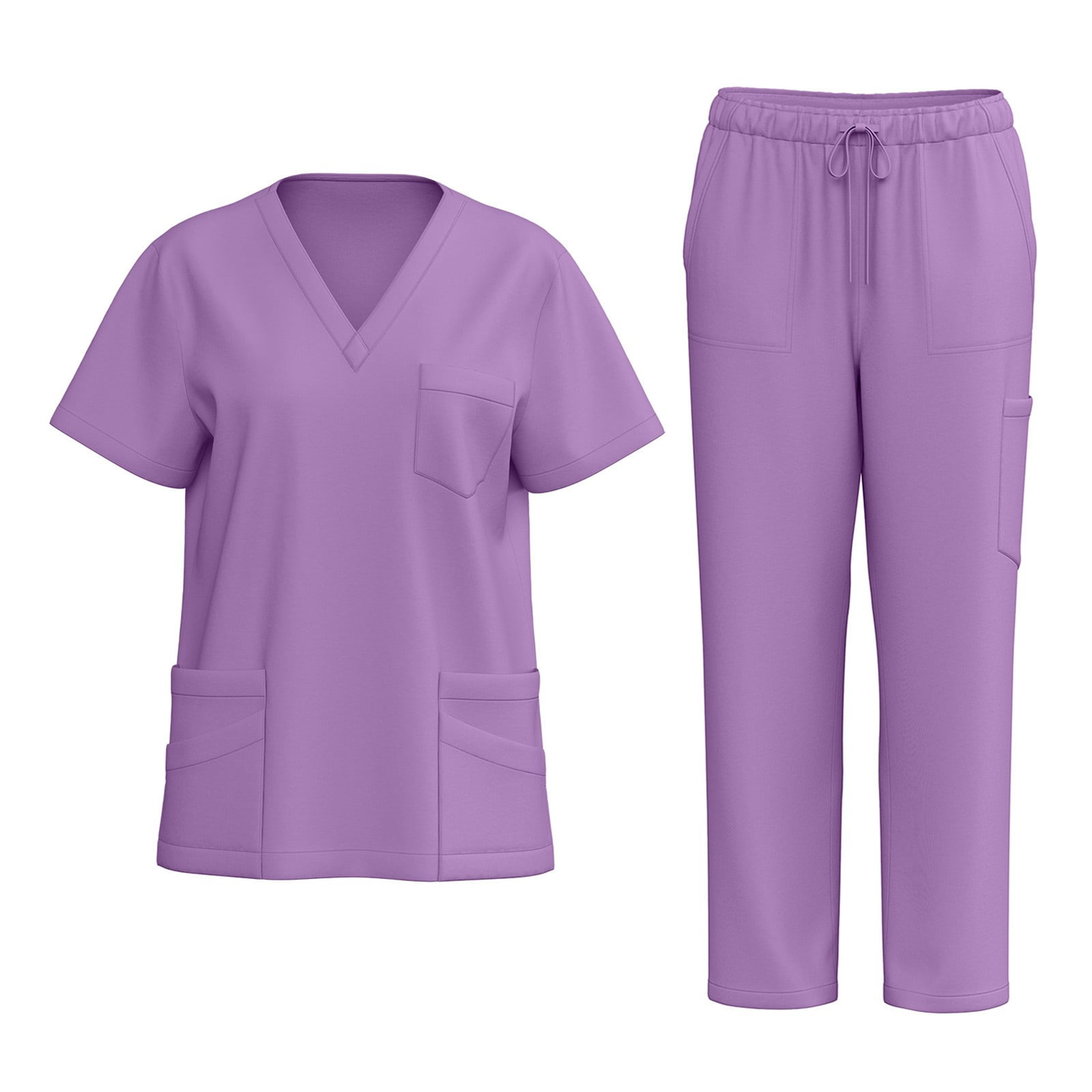 YNGKMEA Scrubs for Women Set Plus Size Medical Scrubs Stretchy V Neck ...