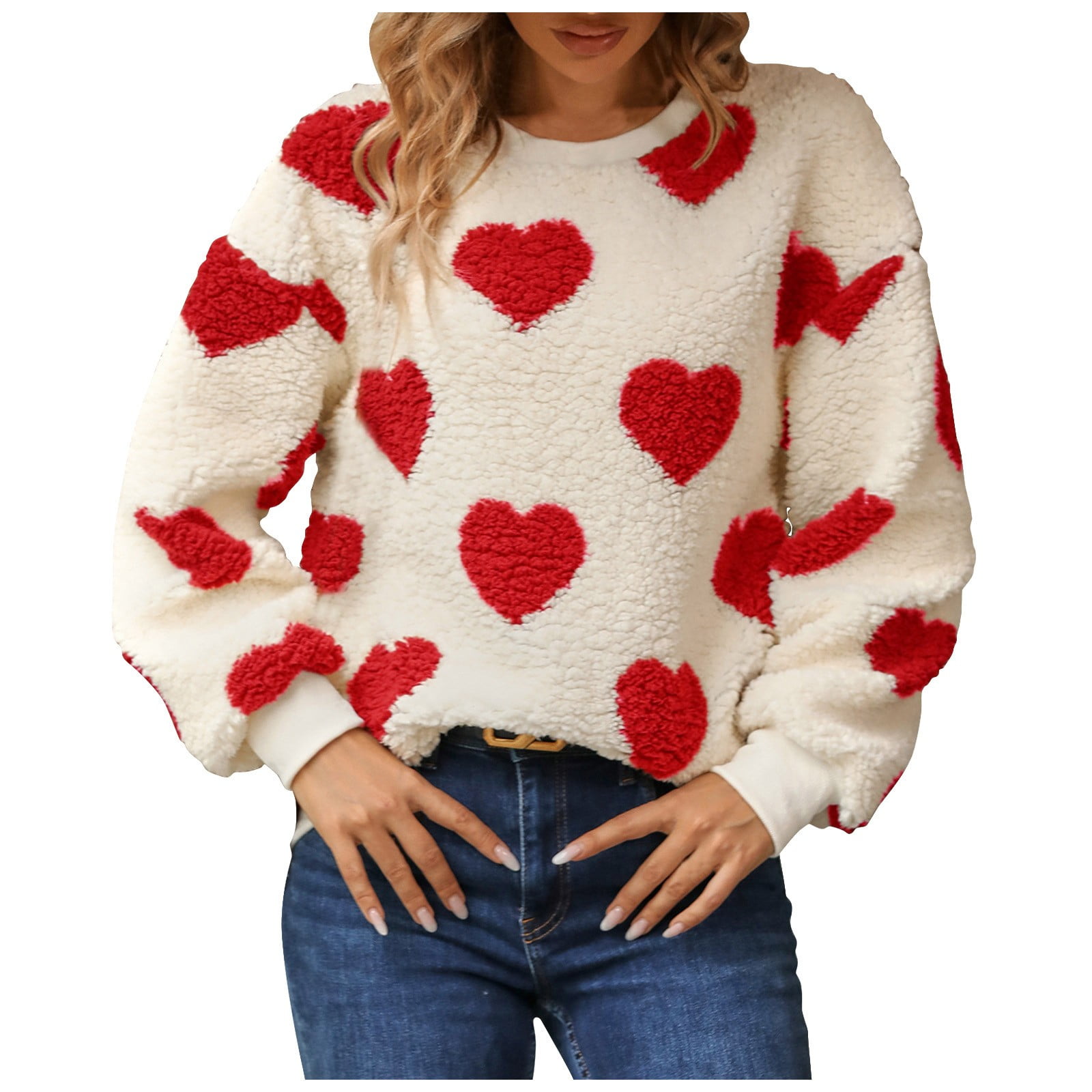 YNGKMEA Valentines Day Shirt for Women Oversized Love Heart Graphic Cute Sweatshirts Crew Neck ...